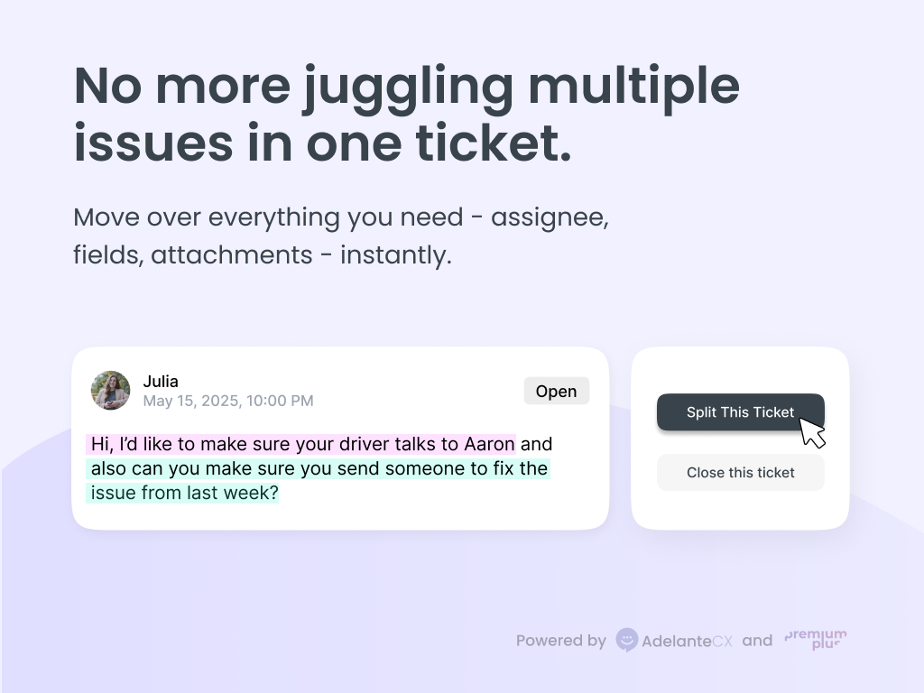 Ticket Split 2025 App Integration with Zendesk Support